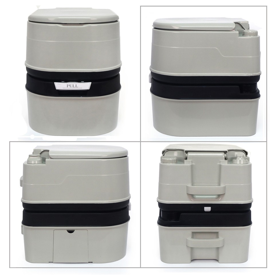 24L 6.3 Gallon Advanced Portable Toilet Flush Camping Travel Piston ...