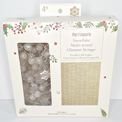 Pier 1 Snowflake LED Glimmer Strings 4ft X 5ft Light Curtain $99MSRP ...