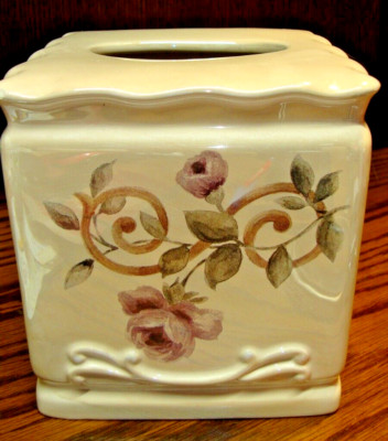 Croscill Elegant Chambord Amethyst Rose Square Ceramic Tissue Box Cover ...