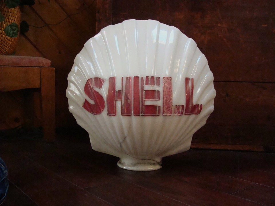 Original 1930's Shell Gas Pump Globe 18" Milk Glass | eBay