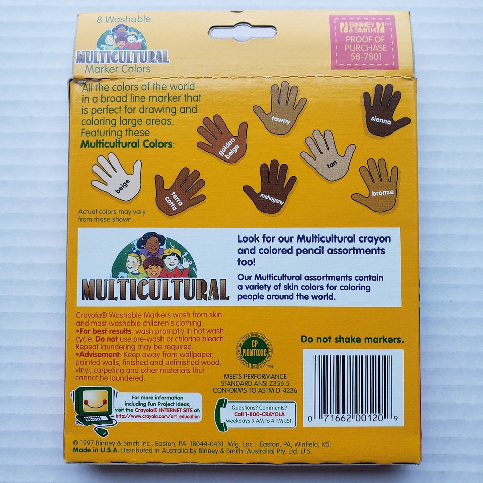 Vintage 1997 Crayola Multicultural Ethnic Skin Tones Washable Markers 8 ...