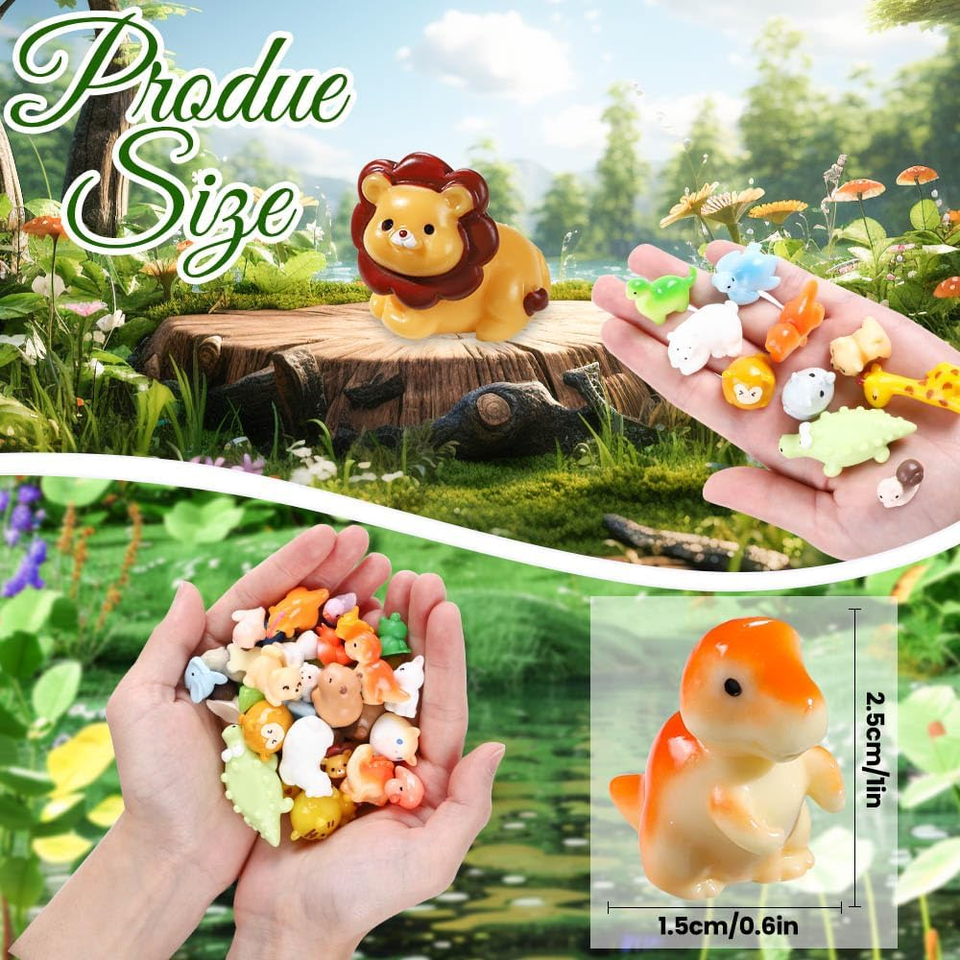 40pcs Mini Resin Animal 40 Styles Tiny Resin Animals Miniature Little ...