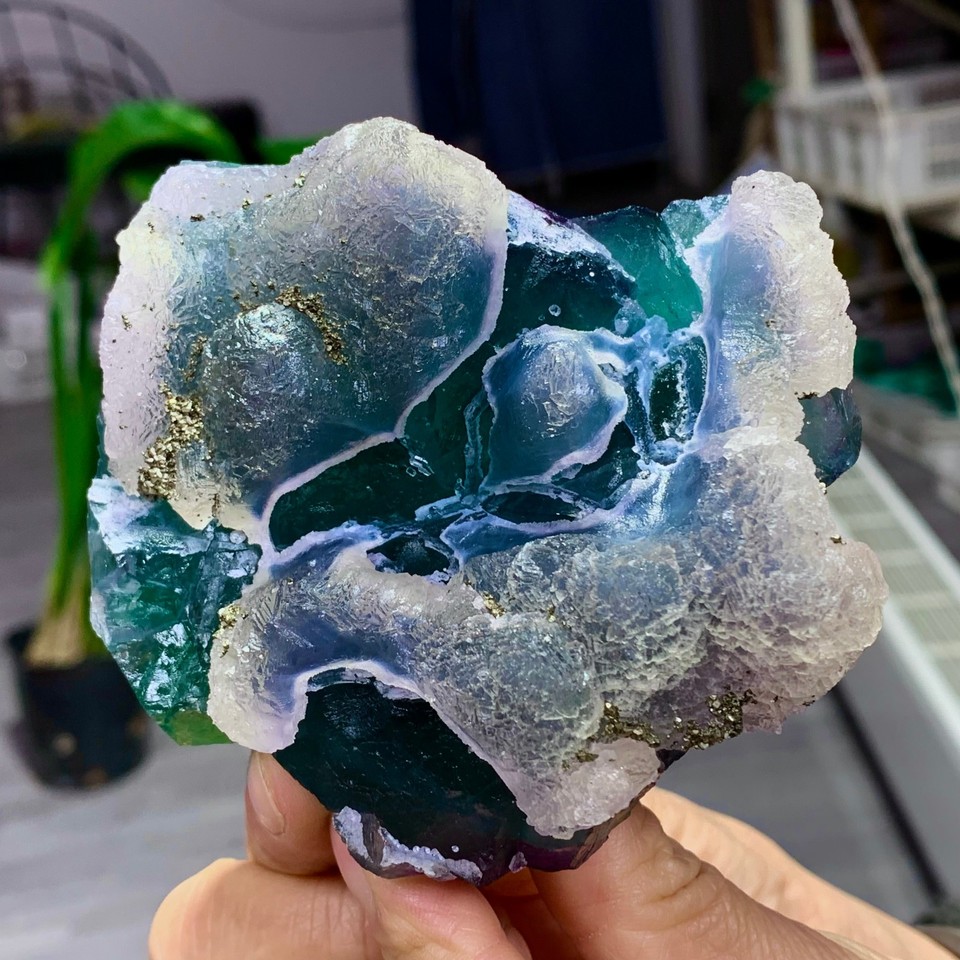 1.12LB Natural transparent purple cubic fluorite mineral sample Inner ...