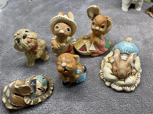 6 x Vintage Pendelfin Rabbit / dog Figurine Figure Hand Painted VGC ...