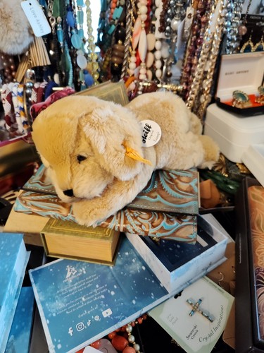 Steiff Golden Retriever Approx. 10" Long Plush Stuffed Animal Puppy Dog ...