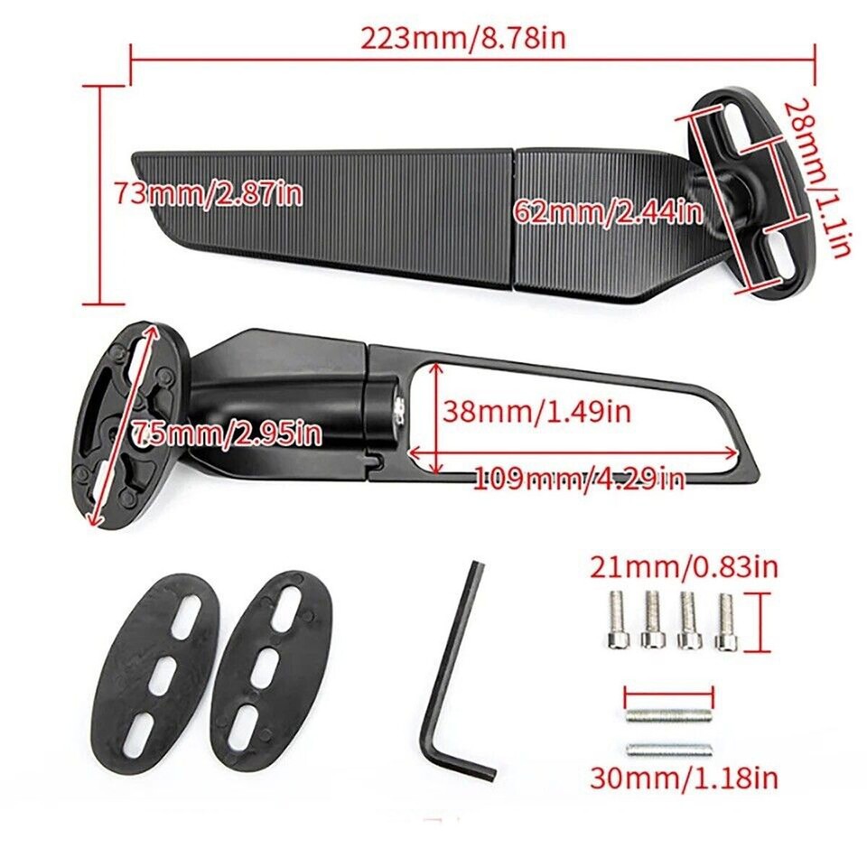 For YAMAHA YZF Stealth Mirrors Adjustable Side Mirror Rear View R1 R6 ...