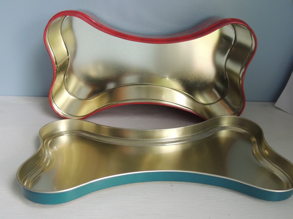 Tin Box Company Dog Bone Shaped Christmas Tin Dog Tin Labs Dog Treat ...