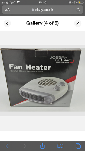 Joseph Gleave Electric Fan Heater 1kw/2kw Model 136714 Cable Plug new ...