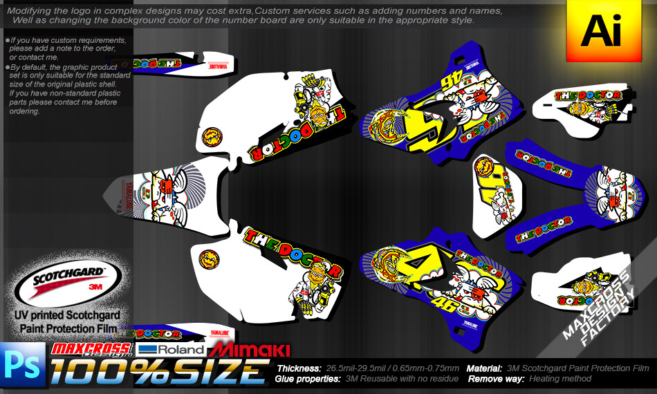 YAMAHA WR250F WR450F YZ250F YZ450F 2003-2006 MAXCROSS GRAPHICS FULL KIT ...