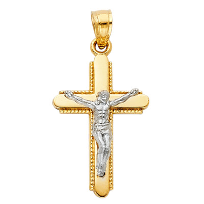 Small Tiny 14k Gold Religious Jesus Christ Cross Pendant For Necklace ...
