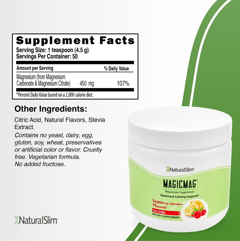 NaturalSlim MagicMag Pure Magnesium Citrate Powder – Raspberry Lemon ...