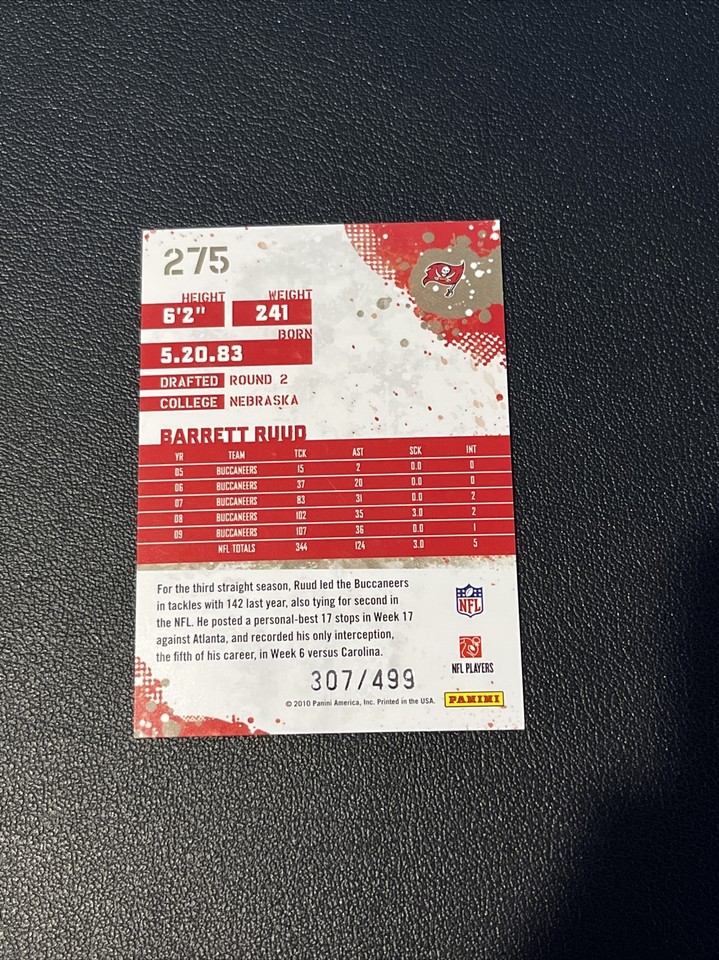 2010 Score Scorecard #275 Barrett Ruud /499 Tampa Bay Buccaneers | eBay