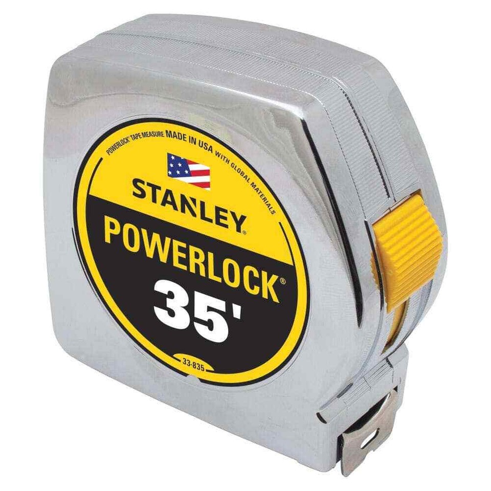 Stanley 35' x 1" Yellow Blade Tape Measure 1/16" Graduation, Inch ...