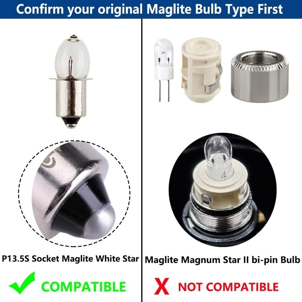 Maglight Maglite LED Bulb 3-6 Cell C D Conversion Upgrade 200 Lumen ...