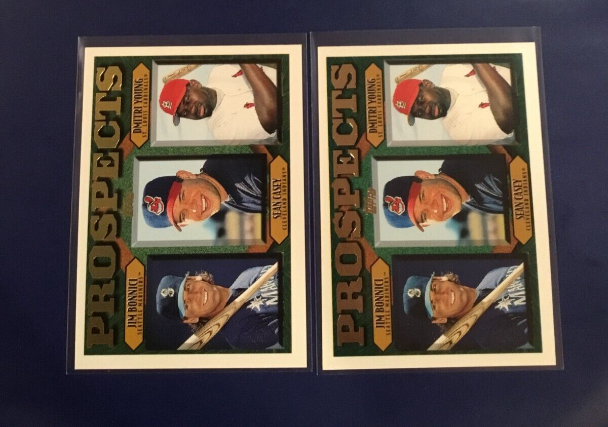 1997 Topps # 202 DMITRI YOUNG & SEAN CASEY ROOKIE Lot 2 Indians Reds ...