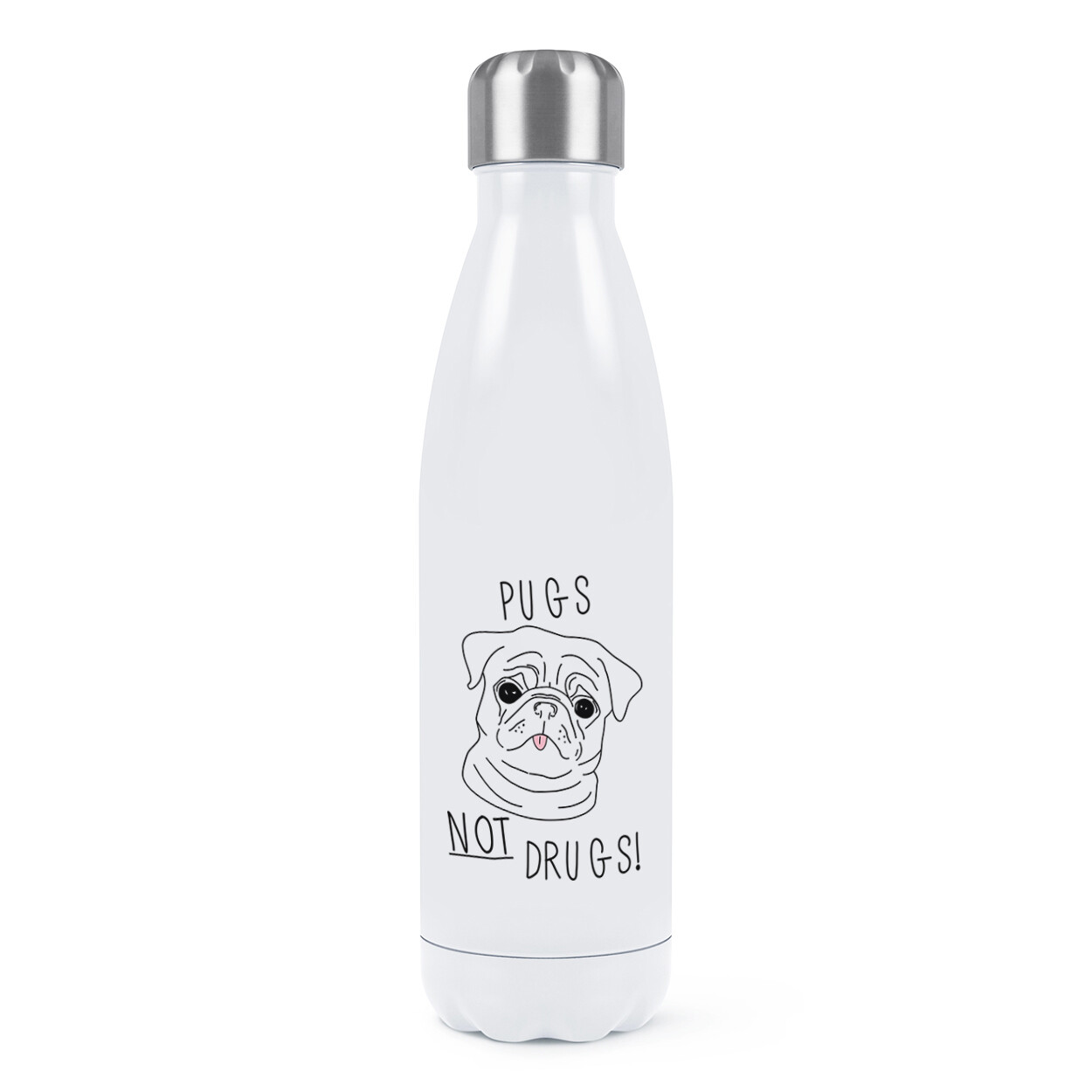 Pugs Not Drugs Double Wall Water Bottle Funny Dog Puppy Thermal | eBay