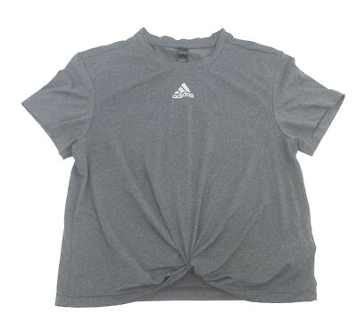 Adidas Shirt Women Small Short Sleeve Crew Neck Tie Knot Front Chest ...