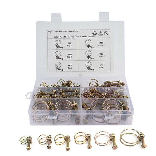 48pcs For Car Radiator Inlet Breather Double Wire Hose Clamps / Two ...