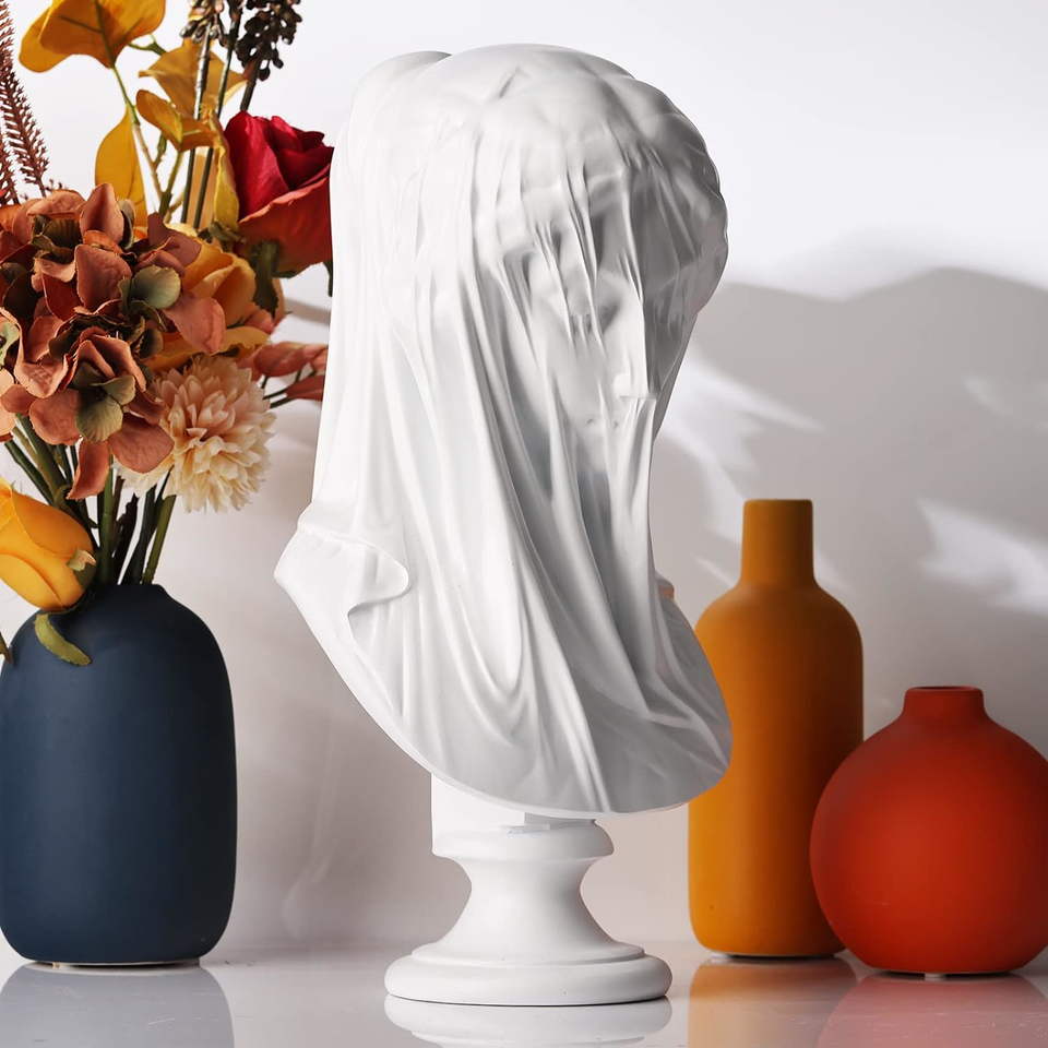 13 Inch Veiled Lady Bust Greek Goddess Statue,Large Classic Roman Bust ...