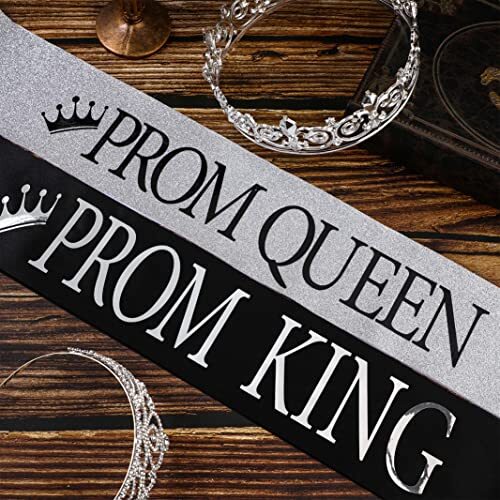 4 Pcs Prom Crowns and Sashes Set Halloween Prom King and Queen Tiara ...