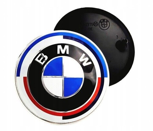 2pcs BMW 82mm 50th anniversary Front Hood Rear Trunk Emblem Badge ...