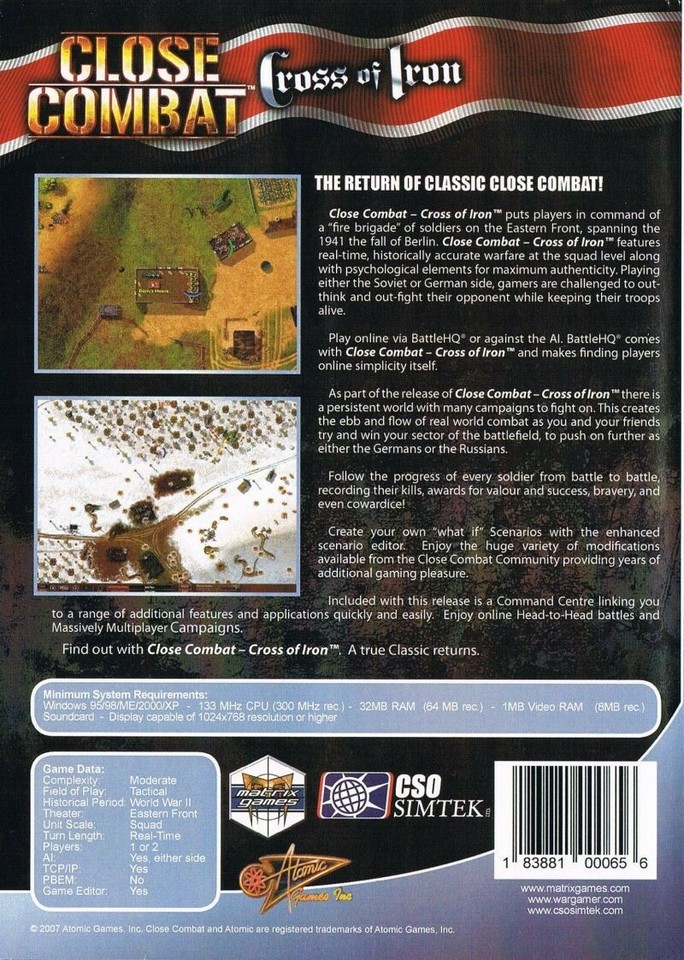 Close Combat: Cross of Iron PC Game Windows 10 11 | eBay