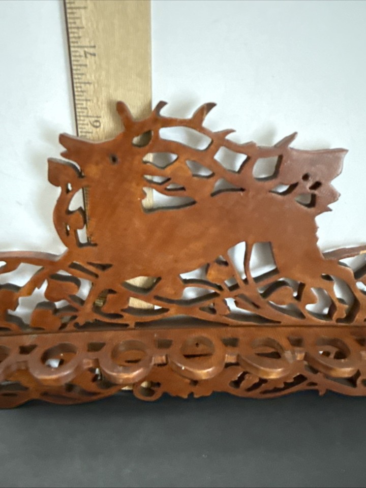 Vintage Hand Carved Wooden Pipe Holder Shelf Wood With Stag READ ...