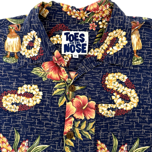 Toes On The Nose Men's Short Sleeve Rayon Blend Hula Hawaiian Floral M ...