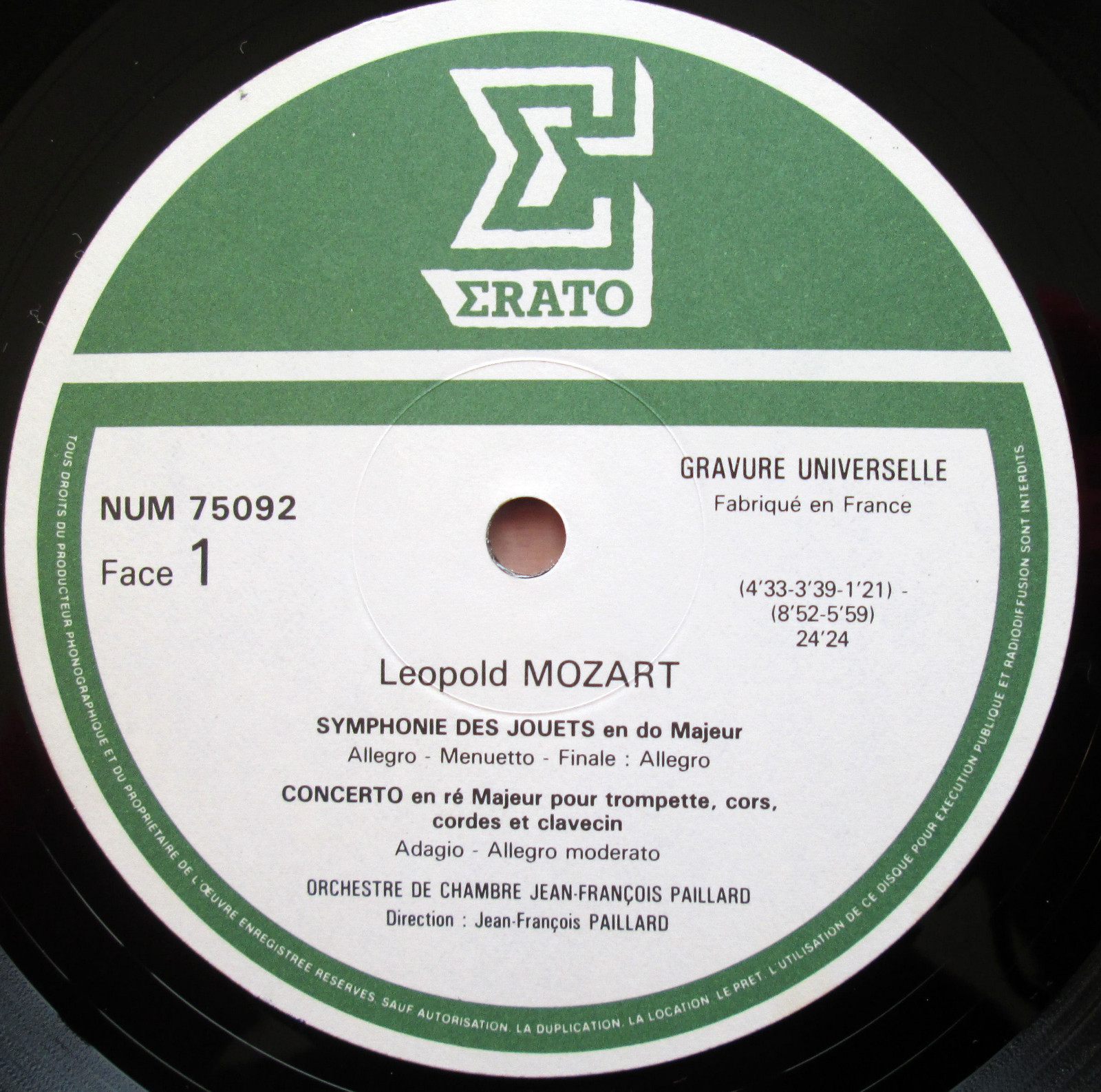 NUM 75092 Leopold Mozart Toy Symphony etc Paillard 1984 ERATO Digital ...
