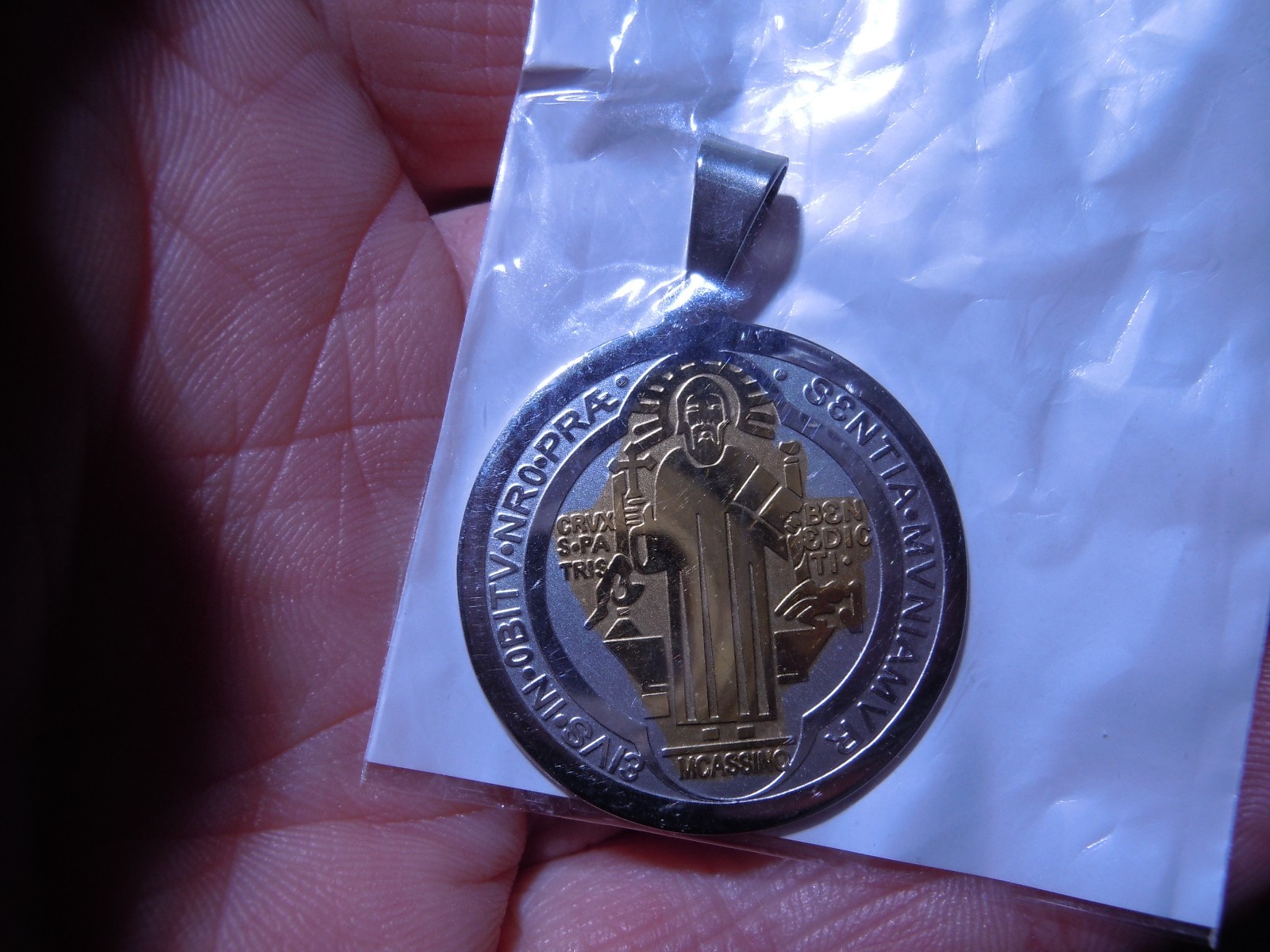 Gold On Stainless Steel Catholic Sentia Mvniamvr Latin Pendant Brand ...