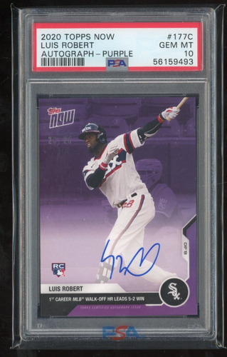 Luis Robert 2020 Topps Now Auto Rookie Purple #177C Serial #d /25 PSA ...