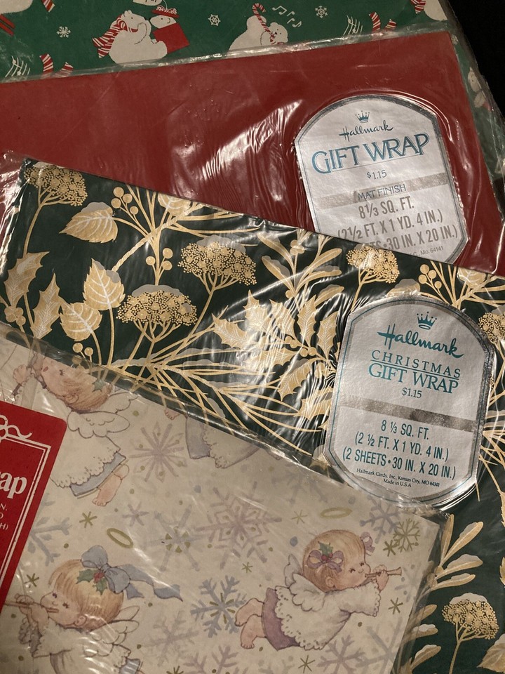 LOT OF 6 NOS Vintage HALLMARK And Drawing Board Christmas Gift Wrap ...