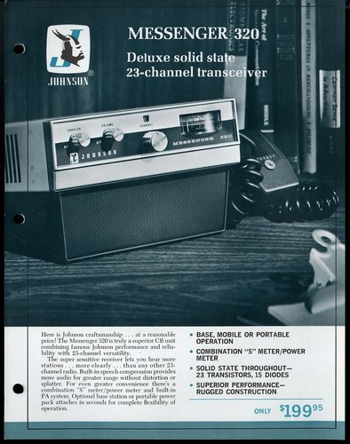 Vintage JOHNSON Messenger 320 CB Transceiver Print Ad Sales Spec Sheet ...