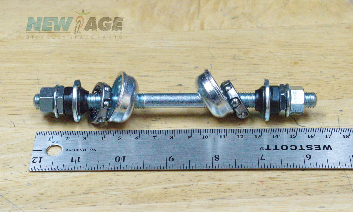 New Rear Hub Axle Spindle 3/8”x165mm with Bearings & Cups BMX Bicycle ...
