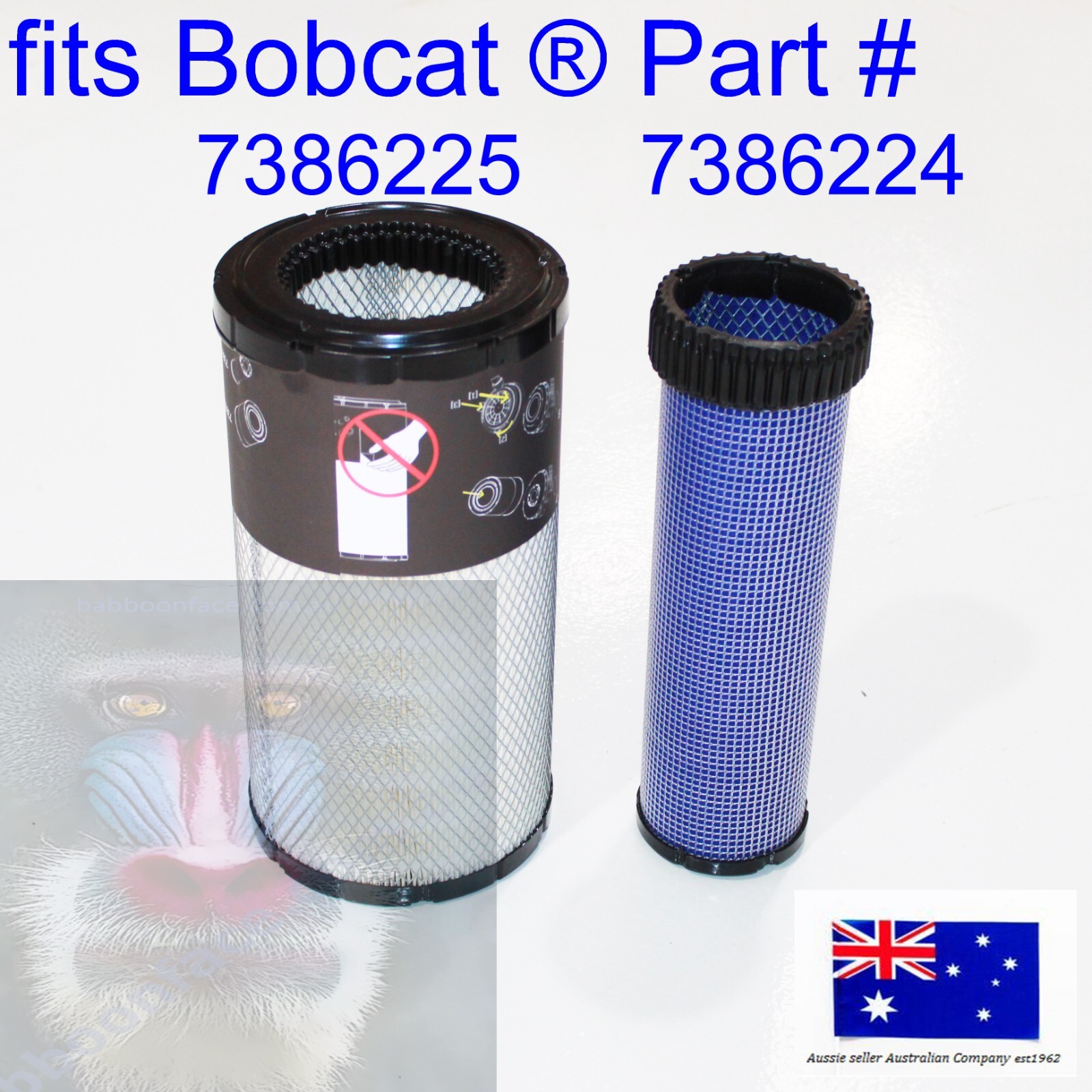 fits Bobcat Air Cleaner Filter Inner Outer Element 7386224 7386225 T64 ...