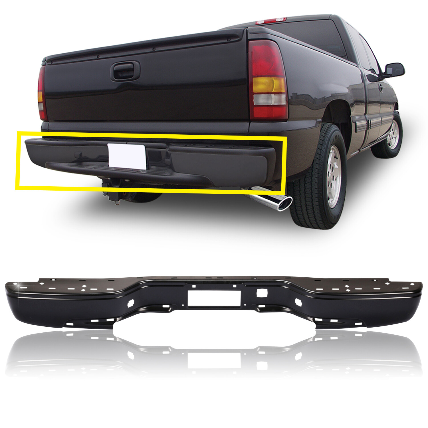 Rear Step Bumper For 99-07 Chevy Silverado GMC Sierra 1500 LS LT SS WT ...
