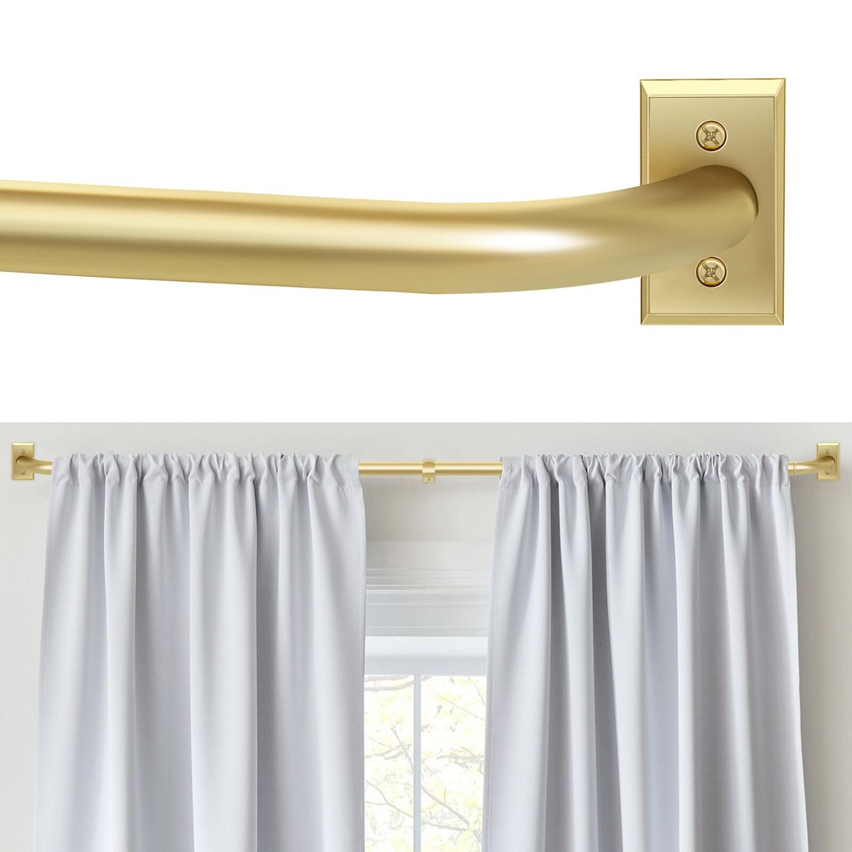 Large Curtain Rod Two Pairs (4 Panels) Extra Long Curtains, Rod