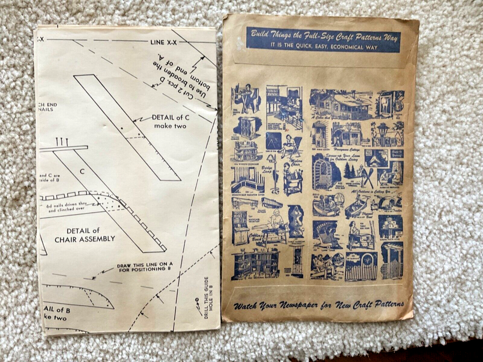 Vintage A. Neely Hall #794 Craft Woodworking Pattern Tilt-back Lawn ...