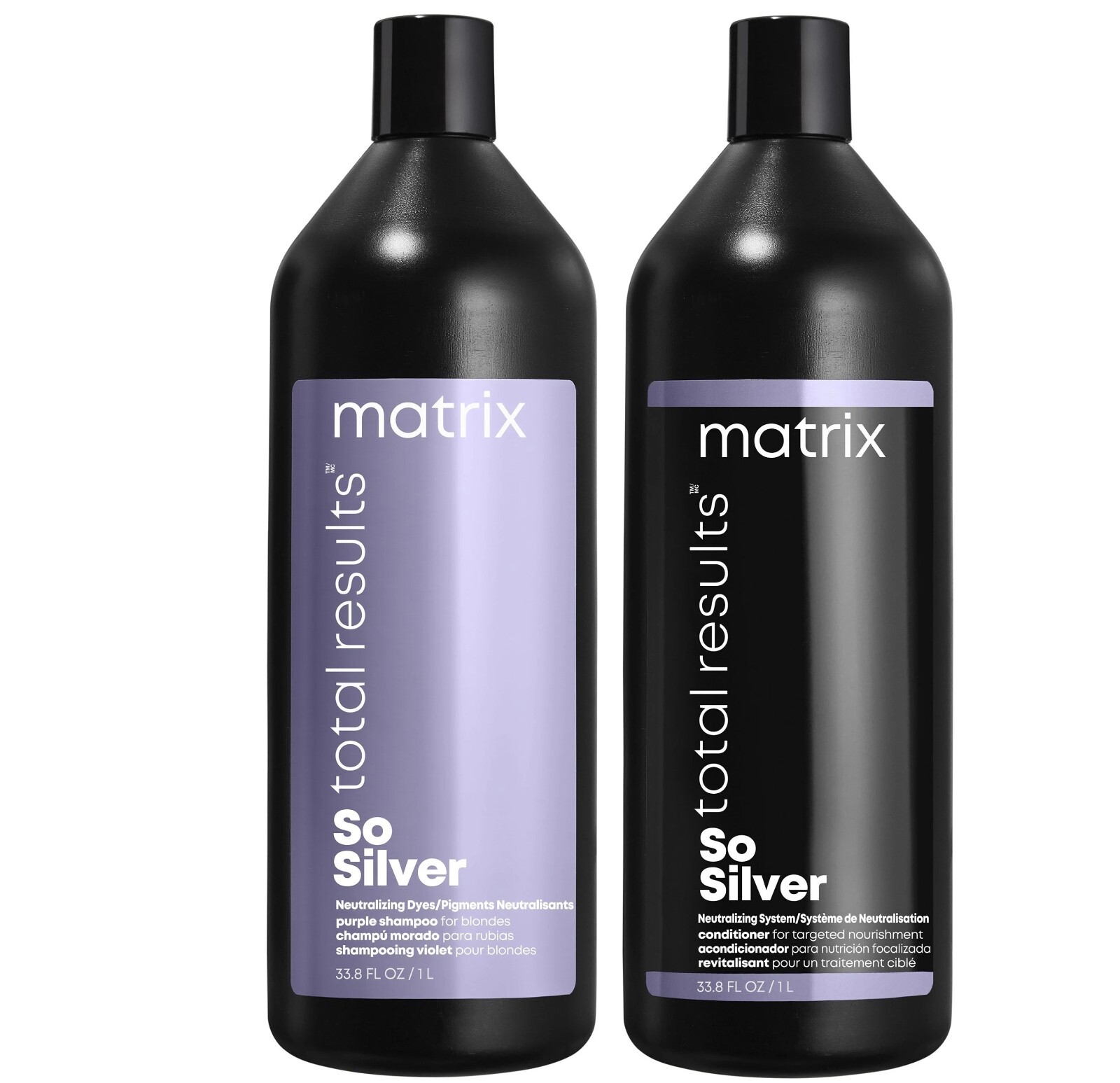 MATRIX TOTAL RESULTS COLOR OBSESSED SO SILVER SHAMP 1 L AND SO SILVER ...