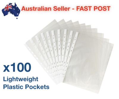 100 Pack A4 Sheet Protector Plastic Pockets Bulk Lot Clear Reinforced ...
