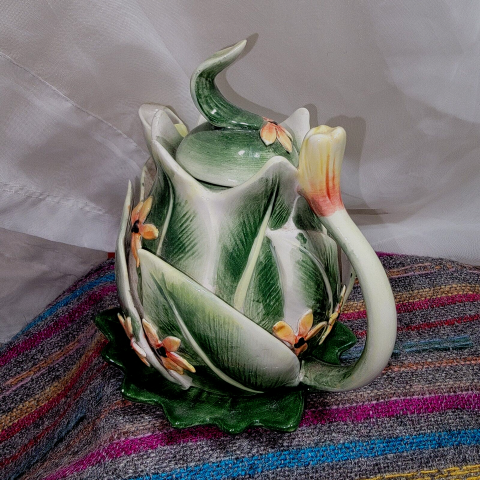 Vintage Fitz and Floyd FOREVER IN BLOOM Teapot With LID & LILY PAD ...