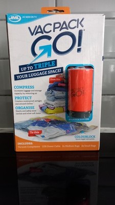 VAC PACK GO! PORTABLE VACUUM STORAGE SYSTEM TRIPLE YOUR STORAGE SPACE ...