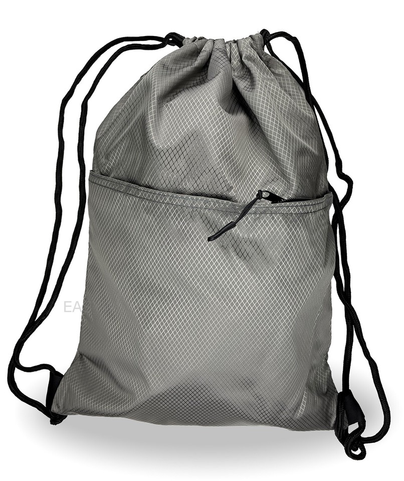 Drawstring Backpack Zippered Pocket Sport Gym Waterproof Cinch Sack ...