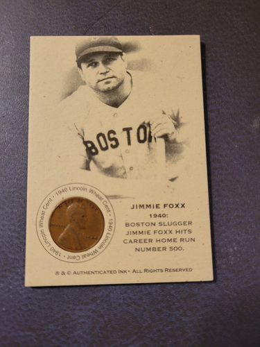 Jimmie Foxx Authenticated Ink Hits 500th Home Run 1940 Lincoln Wheat ...