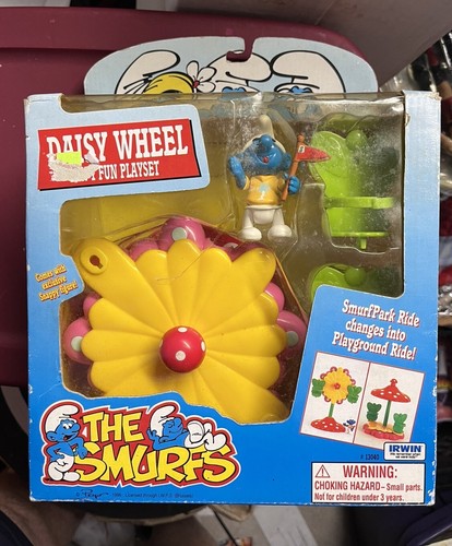 1996 The Smurfs Daisy Wheel Ride Play Set with Snappy Smurf Figure New ...
