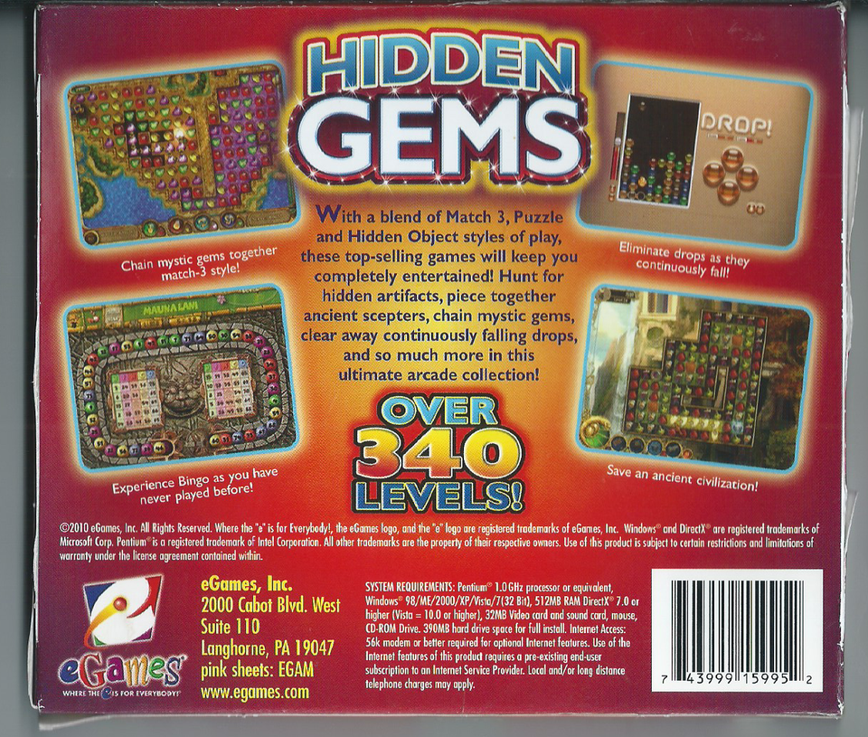 ️ Hidden Gems 4 Classic Hits! (PC CD-ROM, 2010, Twistingo, DROP!, etc ...