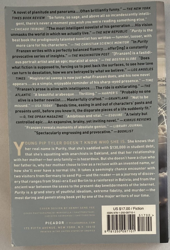 PURITY: By Jonathan Franzen; VG PBB , Free Shipping 9781250116185| eBay