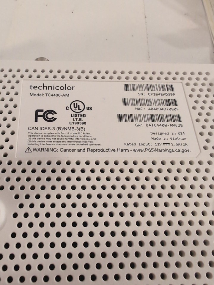 TECHNICOLOR TC4400-AM ULTRA-BROADBAND CABLE MODEM DOCSIS 3.1 | eBay