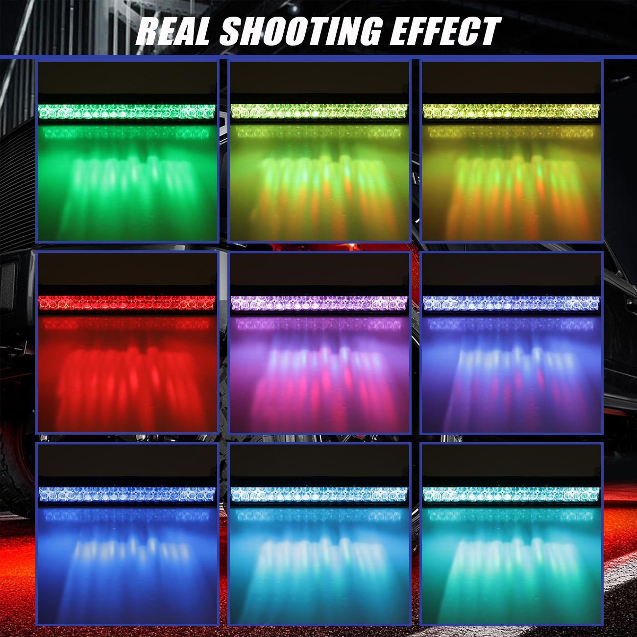 AUXBEAM 52" Curved RGB LED Light Bar Multi Color Rock bluetooth Truck ...