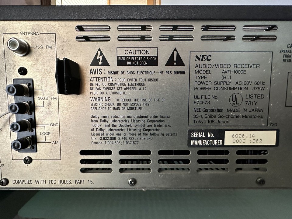 NEC AVR-1000E Surround Sound Stereo Receiver | eBay